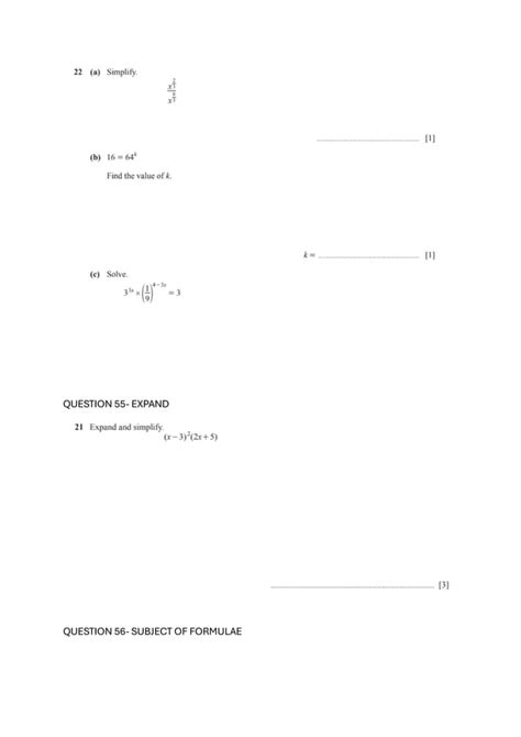 Algebra Igcse Maths Exam Question Bankpdf