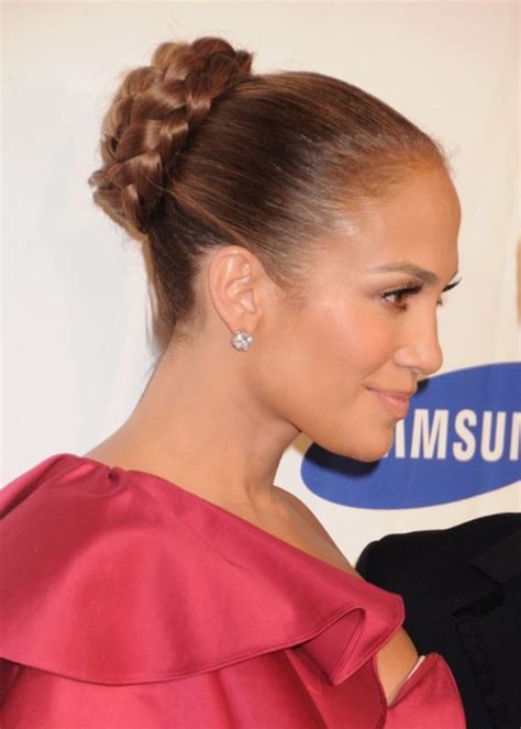 Jennifer Lopez Elegant Formal Braided Bun Updo Hairstyle Hairstyles