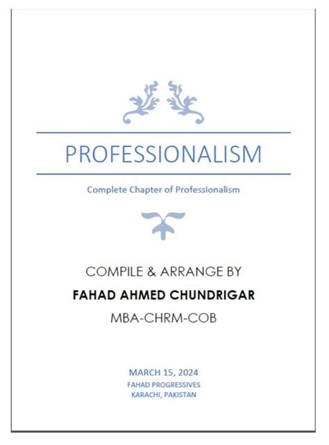 Fahad Ahmed Chundrigar On Linkedin Professionalism Chapter