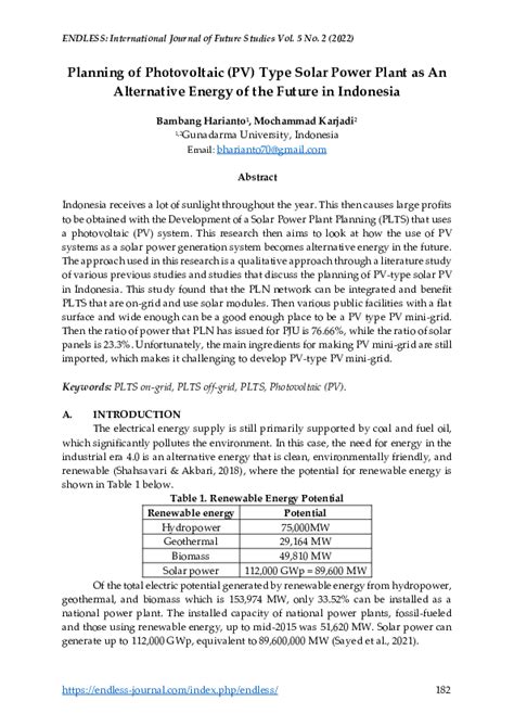 Pdf Planning Of Photovoltaic Pv Type Solar Power Plant As An