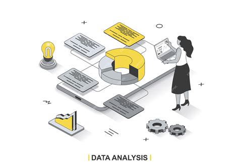 Premium Vector Data Analysis Concept In 3d Isometric Outline Design
