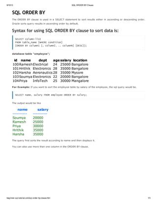 Sql Order By Clause PDF