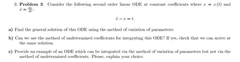 Solved Problem Consider The Following Second Order Chegg