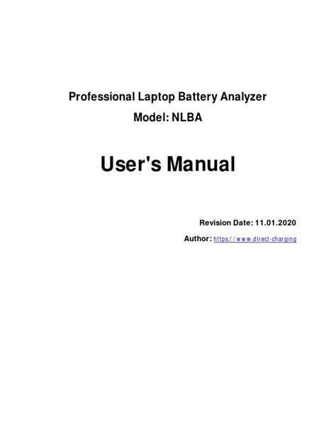 Users Manual Professional Laptop Battery Analyzer Model Nlba