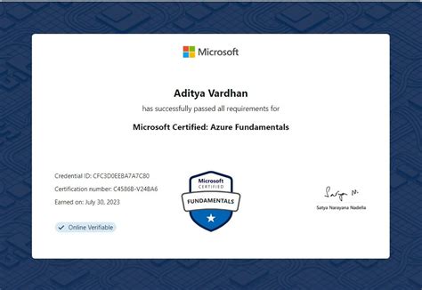 Aditya Vardhan On Linkedin Successfully Completed Microsoft Azure