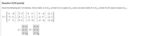 solved question 6 [10 points] given the following set s of
