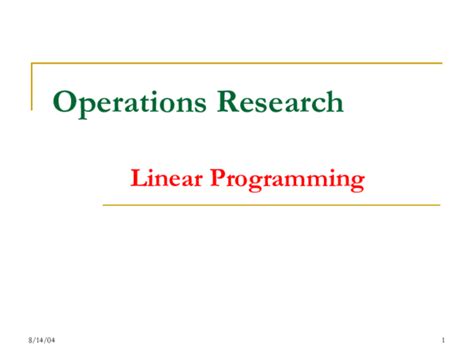 pdf operations research linear programming introduction
