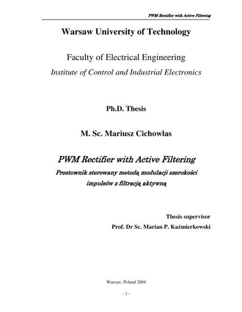 Pwm Rectifier With Active Filtering