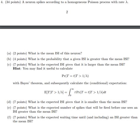Solved 4 34 Points A Neuron Spikes According To A