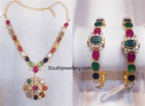 Navratna Necklace Set Indian Jewellery Designs