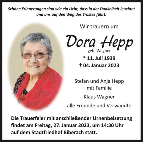 Traueranzeigen Von Dora Hepp Schwaebische De Trauerportal