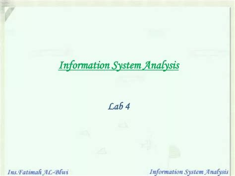 PPT Information System Analysis Lab PowerPoint Presentation Free Download ID