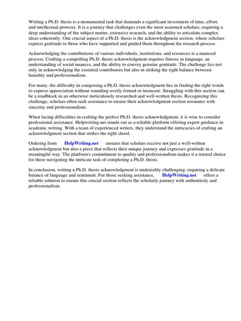 Example Of Phd Thesis Acknowledgement Pdf Thesis Doctor Of Philosophy