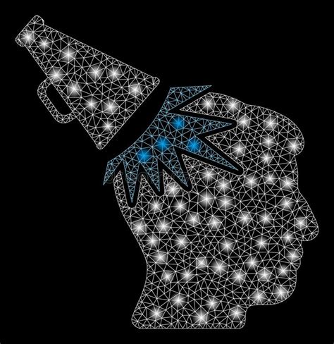 Megaphone Impact Head Vector Mesh Carcass Model And Triangle Mosaic Icon Stock Vector