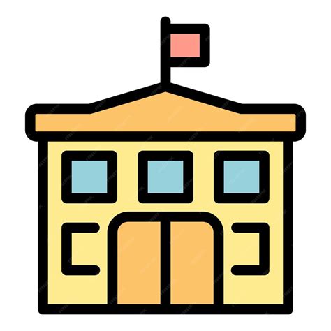 Icono De Edificio Escolar Contorno De Edificio Escolar Icono Vectorial De Color Plano Aislado