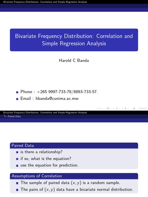 Lecture 8 Bivariate Data Pdf Regression Analysis Data Analysis
