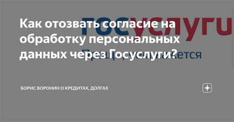Как отозвать согласие на обработку персональных данных через Госуслуги Борис Воронин о