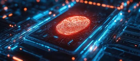 Digital Fingerprint On Futuristic Circuit Board Representing Cybersecurity And Biometric