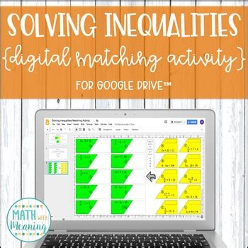 Solving Inequalities With Integers DIGITAL Matching Activity Distance Learning