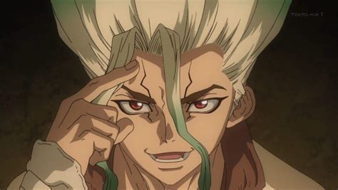 An Anime Character With White Hair And Red Eyes Holding His Hand To His