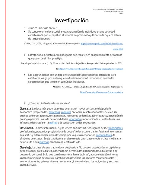 SOLUTION: Clases sociales en la mercadotecnia cuestionario con referencias - Studypool