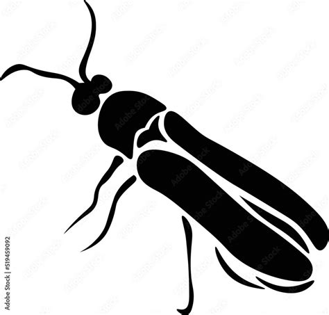 Black And White Cartoon Illustration Vector Of A Flying Insect Stock