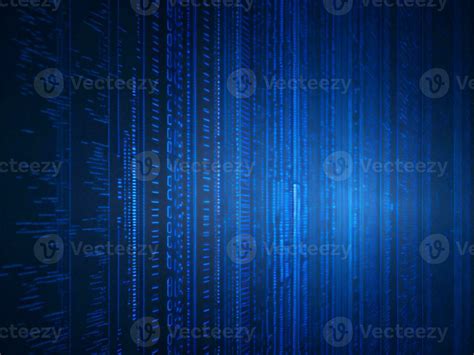 Ai Generated Blue Digital Binary Data On Computer Screen Background