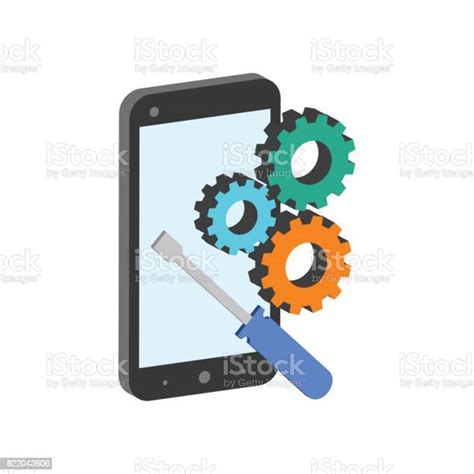 스마트폰 수리 기호입니다 평면 아이소메트릭 아이콘입니다 웹 디자인 Ui 모바일 애플 리 케이 션 Infographic 위한 3d 스타일 그림 3차원 형태에 대한 스톡 벡터