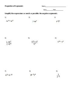 Properties Of Exponents Quiz By STEM IN THEM TPT
