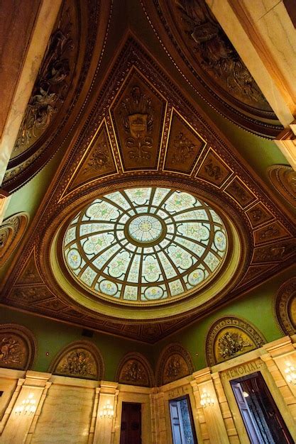 Premium Photo Green And Gold Fancy Stained Glass Dome Ceiling