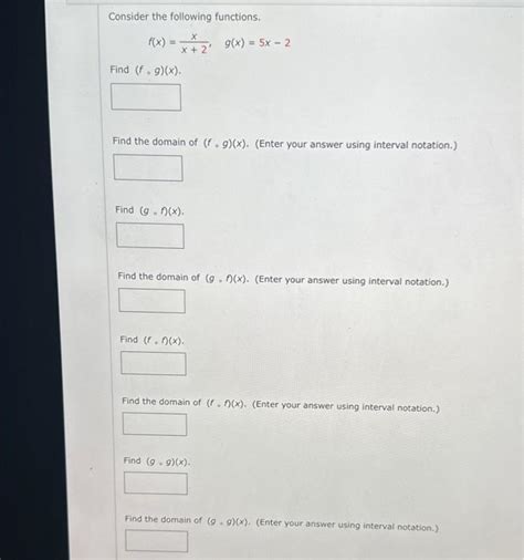 Solved Consider The Following Functions F X X 2x G X 5x−2