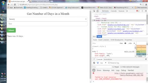 Get Number Of Days In Selected Month And Year In Php