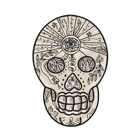 Sugar Skull Tattoo Etching 12725434 Vector Art At Vecteezy