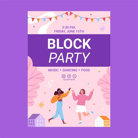 플래트 디자인 블록 파티 초대 템플릿 무료 벡터