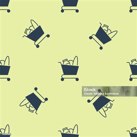 파란색 쇼핑 카트와 음식 아이콘 흰색 배경에 원활한 패턴을 격리 음식 점 슈퍼마켓 벡터 일러스트레이션 가득 찬에 대한 스톡 벡터 아트 및 기타 이미지 Istock