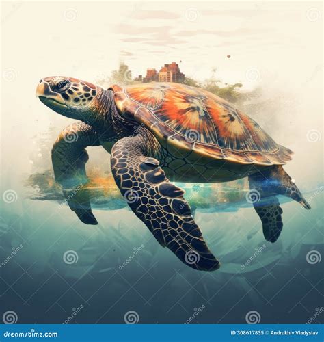 The Double Exposure Sea Turtle S Endless Odyssey Stock Illustration Illustration Of Perfection