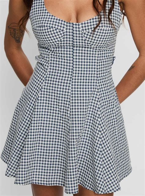 Honeysucker Floaty Playsuit Blue Check Princess Polly