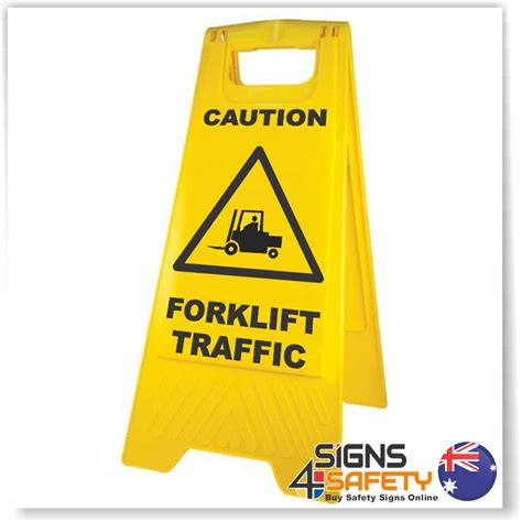 Caution Forklift Traffic Sign Yellow A Frame Floor Stand Signs4safety