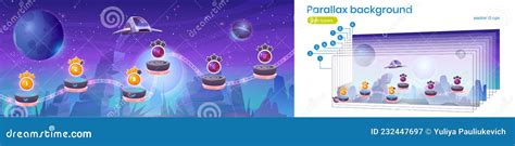 parallax background with space game level map stock vector