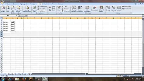 how to import file name from folder to ms excel youtube