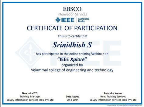 Sri Nidhish On Linkedin Professionaldevelopment Ieee Webinarcompleted