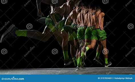 Inspiring Image Muscular Man Is Captured In Full Motion Running