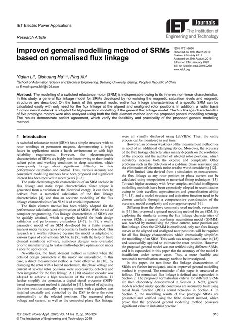 Pdf An Improved General Modelling Method Of Switched Reluctance Motors Based On Normalized