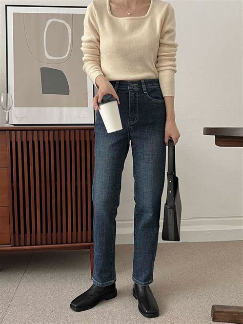 [키작녀]잇미 기모 하이웨스트 일자 청바지[2color]