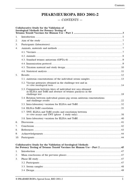 Bsp Programme For 3rs Vaccines For Human Use Tetanus Vaccine Validation Of A Serological