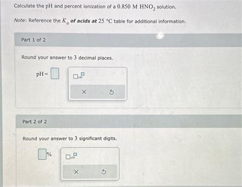 Solved Calculate The PH And Percent Ionization Of A Chegg Com