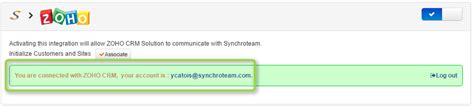 Zohocrm Connector Settings Synchroteam