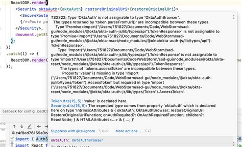 Type Oktaauth Is Not Assignable To The Type Oktaauthbrowser Questions Okta Developer