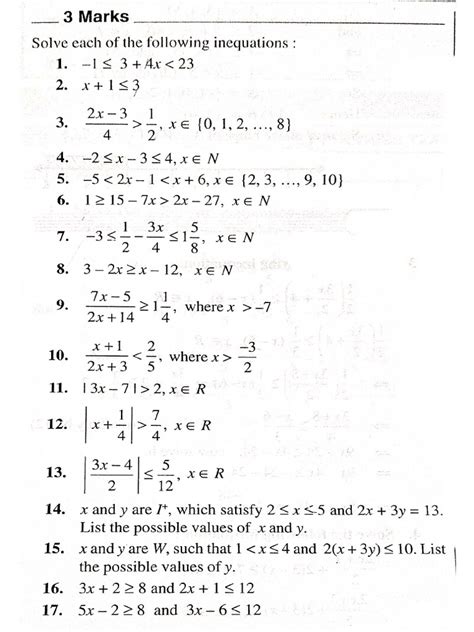 assignment x linear inequations 05 pdf