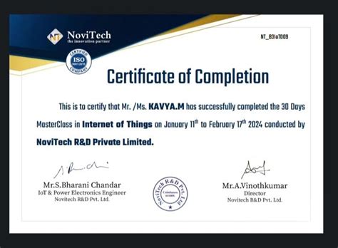 Kavya Murugesan On Linkedin Masterclass Internetofthings Novitech